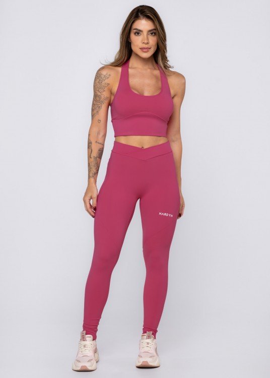 Top Cropped Nathi em Poliamida Rosa