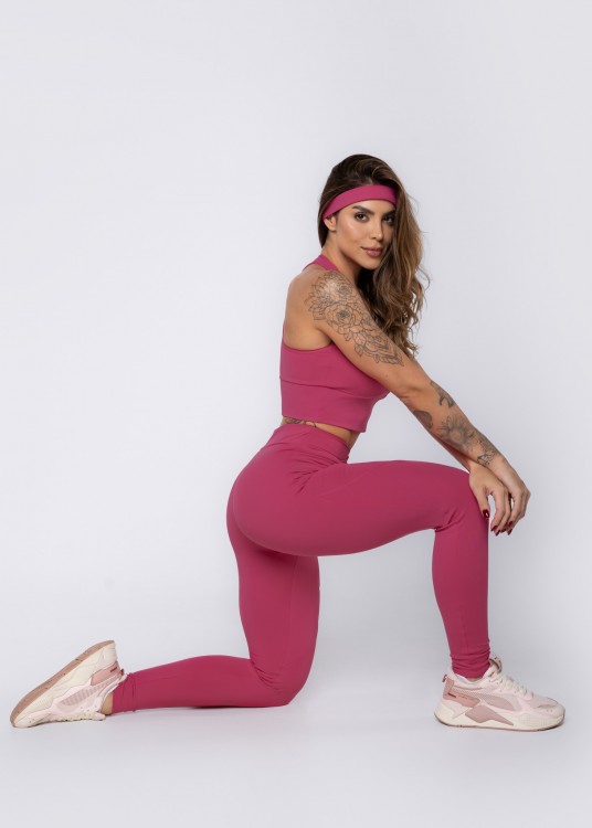 Top Cropped Nathi em Poliamida Rosa