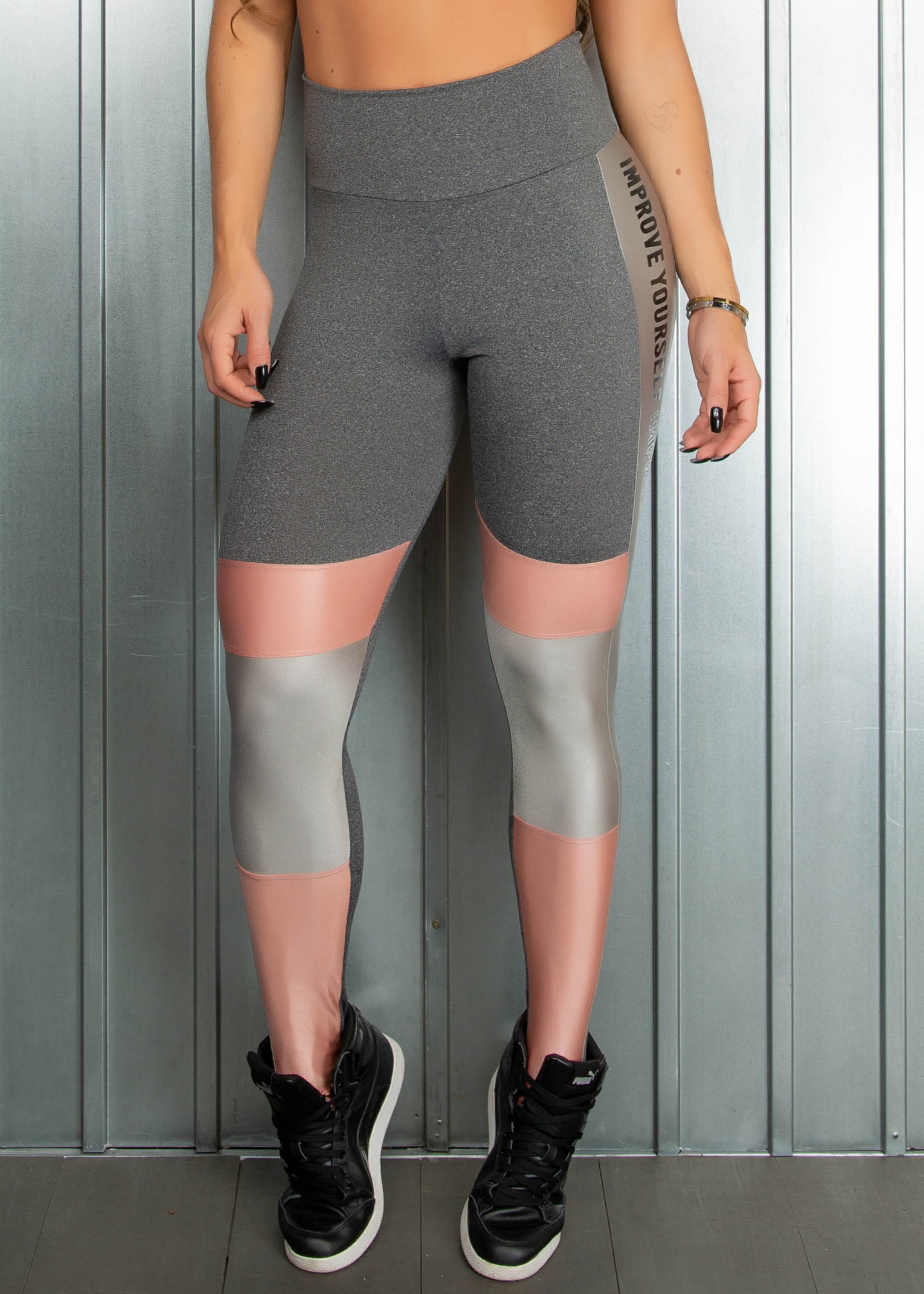 Legging Fitness Improve Yourself Mescla com Rosé